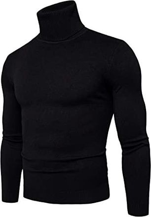 Generic Pull dhiver pour Homme &agrave; Col Roul&eacute; Torsad&eacute; en Tricot Fin et &eacute;Pais avec Col Roul&eacute; Pull Basique &agrave; Col Roul&eacute; pour Homme - Coupe Ajust&eacute;e - en Coton - Manc