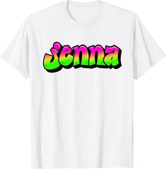 BDAZ Jenna Graffiti Personalisierter Name Gr&uuml;n Rosa Frauen M&auml;dchen T-Shirt