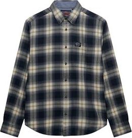 Superdry L/S Cotton Lumberjack T-Shirt pour Homme, Bleu (Cedar Check Navy), M