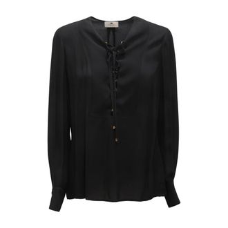 Elisabetta Franchi Femme, Blouses et Chemises, Noir, Taille: 44 FR Blouse Ca-003-51E2