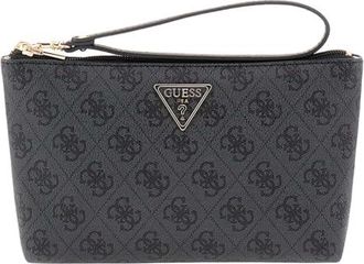 Guess sac daccessoires Laurel II Wristlet Pouch Coal Logo gris fonc&eacute;