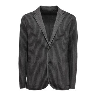Paolo Pecora Gestreifte Strickjacke Dunkelgrau/Wei&szlig; - - Jackets - Herren - Grau - M