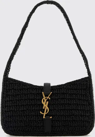 Saint Laurent Mini sac Le 5 &agrave; 7 en raphia crochet avec monogramme YSL