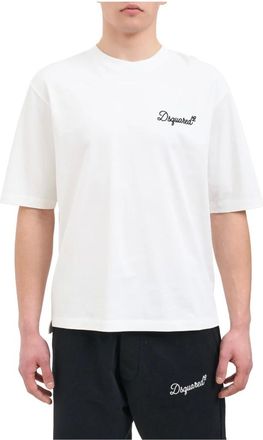 Dsquared2 Homme, Tops, Blanc, Taille: S T-Shirt Signature Coupe Ample Dsquared2