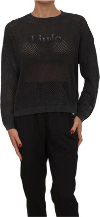 Liu Jo Femme, Pulls, Noir, Taille: 38 FR Pull Ras du Cou Orn&eacute;
