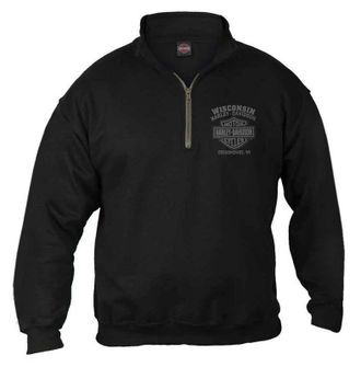 Harley-Davidson Harley-Davidson Ghoulish Skull Herren-Sweatshirt, 1/4-Rei&szlig;verschluss, Schwarz, Schwarz, X-Large