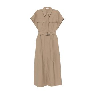 Brunello Cucinelli Seiden-Maxikleid - - Dresses - Damen - Braun - L