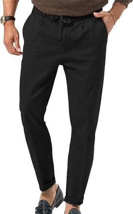 Generic Pantalon l&eacute;ger pour homme, coupe ajust&eacute;e, coupe droite, cordon de serrage, pantalon de costume daffaires, poches, pantalon d&eacute;contract&eacute; pour homme, Noi