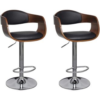vidaXL Barhocker 2 Stk. Schwarz Bugholz und Kunstleder Vidaxl