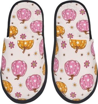 Generic Pantoufles Citrouille R&eacute;tro Automne Ann&eacute;es 70 Peluche Slippers Unisexe Chaussons DInt&eacute;rieur Pour Voyage Chambre Femmes L