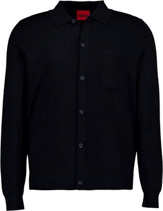 HUGO BOSS Herren Cardigan schwarz Mikrofaser unifarben