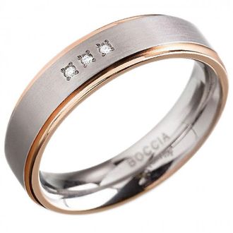 Boccia Unisex-Ring Titan Diamant (0.015 ct) transparent Brillantschliff Gr. 68 (21.6) - 0134-0268