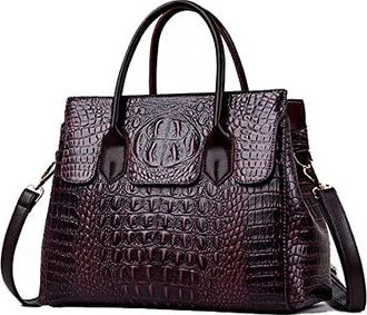 Generic Sac &agrave; main pour femme avec poign&eacute;e sur le dessus en crocodile, sac &agrave; bandouli&egrave;re tendance pour femme, sac fourre-tout en cuir, violet, Large