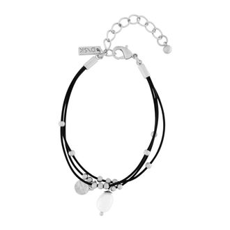 Dansk Copenhagen Audrey Pearl String Leather Bracelet - Femme - Accessoires - Noir - Taille: ONE Size