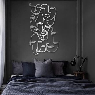 Generic Schwarze abstrakte Metallgesichter als Wandkunst, Metall-Linienkunst, Wanddekoration f&uuml;r Kunstliebhaber, abstrakte Gesichter, Moderne Skulptur f&uuml;r Woh