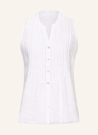 120% Lino 120%Lino Blusentop Aus Leinen weiss