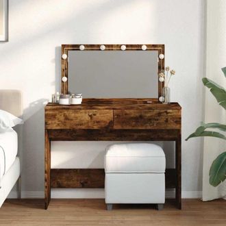 vidaXL Coiffeuse avec led ch&ecirc;ne fum&eacute; 100x40x120 cm - Vidaxl