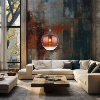 Globo Lighting Esszimmerleuchte Hängelampe Pendelleuchte Glas kupfer schwarz-matt Wohnzimmer