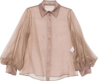 D.exterior Femme, Blouses et Chemises, Brun, Taille: 40 FR Balloon Sleeve Shirt