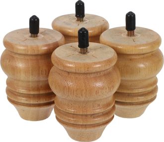 NUOBESTY WOONEKY 4 St&uuml;ck Teiliges Hohe M&ouml;belf&uuml;&szlig;e aus Massivem Rubberwood Gedrehtes Holzdesign f&uuml;r Sofa Bett Stuhl und Couchtisch Vielseitiger M&ouml;belbeine Ersatz