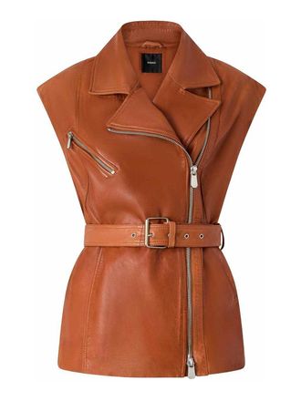 Pinko Blouson En Cuir - Marron
