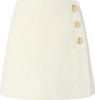 Pinko Pinko, Femme, Jupes, Blanc, Taille: 40 FR Minijupe portefeuille en coton boucl&eacute; et laine