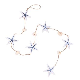 NUOBESTY Wei&szlig;e Holz Wanddekoration mit Seestern Motiv f&uuml;r Wohnr&auml;ume und T&uuml;rvorh&auml;nge mit Mediterranem Flair