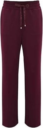 Kocca Pantalon en tissu effet brillant avec cordon de serrage pour femme, couleur unie, modèle A25PPF7588ABUN3470, rouge, XS