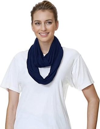 Lina & Lily &Eacute;charpe Infinity Snood en Jersey Modal Premium L&eacute;ger pour Femmes, bleu marine, taille unique