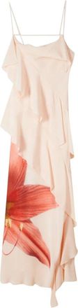 Patrizia Pepe Femme, Robes, Multicolore, Taille: 42 FR Robe longue &agrave; volants et imprim&eacute; floral