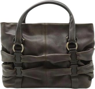 Ferragamo Sac cabas en cuir Vara Drape Pre-owned - Femme - Pre-owned - Brun - Taille: ONE Size