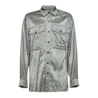 Dries Van Noten Homme, Chemises, Vert, Taille: S Chemise en Viscose et Coton avec Poches de Poitrine