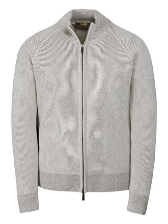 Moorer cardigan nervuré DEAN-WSV à fermeture zippée - Gris