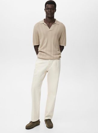 Mango Polo maille côtelée gris clair/pastel - Homme - XXL - MANGO MAN