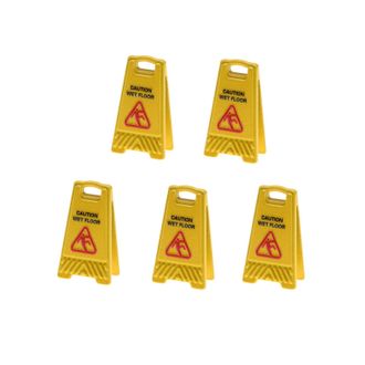 Generic 5 St&uuml;ck Mini Packungen Caution Wet Floor-Schild, gelber doppelseitiger, lebensecht Faltbarer A-f&ouml;rmiger Rahmen, f&uuml;r Rollenspiele, Bildung und Sensibil