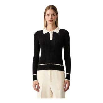 Gaud&igrave; Pull en maille &agrave; col en V - Femme - Pulls - Noir - Taille: 38 FR