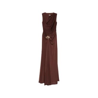 Rebecca Vallance Femme, Robes, Brun, Taille: 36 FR Robe Longue Drap&eacute;e Orn&eacute;e
