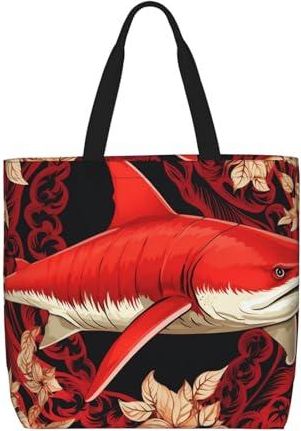 Generic Image De Requin Rouge Sac A Main Femmes D&eacute;contract&eacute; Sacs De Courses R&eacute;utilisable Sac Courses Pour Travail Shopping Quotidienne