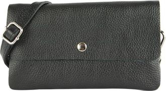 modamoda.de T257 - Sac &agrave; bandouli&egrave;re en cuir v&eacute;ritable petit fabriqu&eacute; en Italie, Noir, s