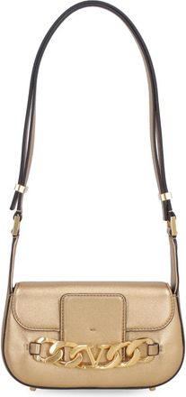 Valentino Garavani Femme, Sacs, Jaune, Taille: ONE Size Sac Bandouli&egrave;re en Cuir M&eacute;tallique avec Rabat