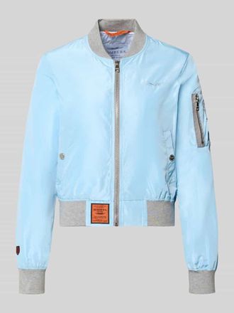 Original Bombers Bomberjacke mit Label-Patch und Rei&szlig;verschlusstasche am &Auml;rmel