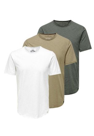 Only & Sons T-Shirt 3er Pack ONSBENNE (Spar-Set, 3-tlg) T-Shirt - Baumwolle - Atmungsaktiv - Vielseitiges Basic