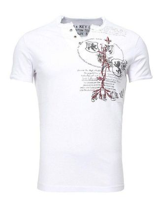 Key Largo T-Shirt T-Shirt Weapon Wappen Print Motiv vintage Look MT00733 V-Auschnitt bedruckt kurzarm slim fit
