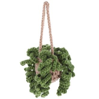 Lurrose Handgestrickter Auto spiegelanhänger aus Wolle Dekorative Topfpflanze Langlebiges Sicheres Innenraum Accessoire Vielseitig Einsetzbar für Auto Zuhause