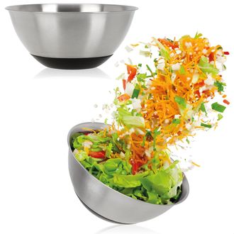 Com-Four 2x Schüsseln aus Edelstahl - Salatschüsseln 1300 ml - Rührschüsseln im Doppelpack - Edelstahlschüsseln zum Backen und Servieren - Futterschalen (2 Stü