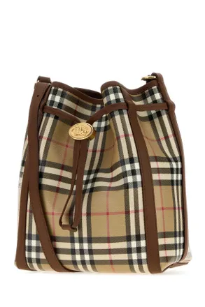 Burberry Check Canvas Shoulder Bag - Beige