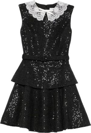 Self Portrait Femme, Robes, Noir, Taille: 40 FR Sequin Boucl&eacute; Mini Dress