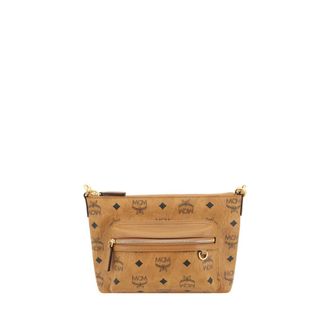 MCM Mcm, Homme, Sacs, Brun, Taille: ONE Size Sac &agrave; bandouli&egrave;re en cuir avec poche zipp&eacute;e