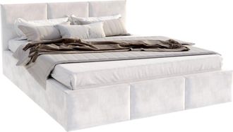 FDM Polsterbett 120x200 cm Doppelbett mit Lattenrost Bettkasten Stauraum Fresia Trinity weiß mit Kopfteil modern