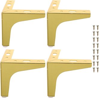 DOITOOL DOITOOL 4 St&uuml;ck Dreieckige Metall M&ouml;belf&uuml;&szlig;e 10cm H&ouml;he Robuste Schrank und Sofabeine in Gold mit Montagematerial Universelle Ersatzf&uuml;&szlig;e f&uuml;r Couchtische
